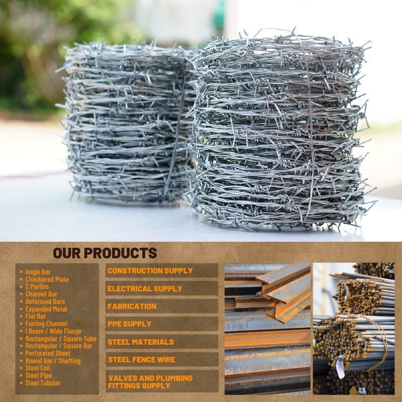 100m Barbed Steel Wire Fence / Steel Matting / Barb Wire, Commercial ...