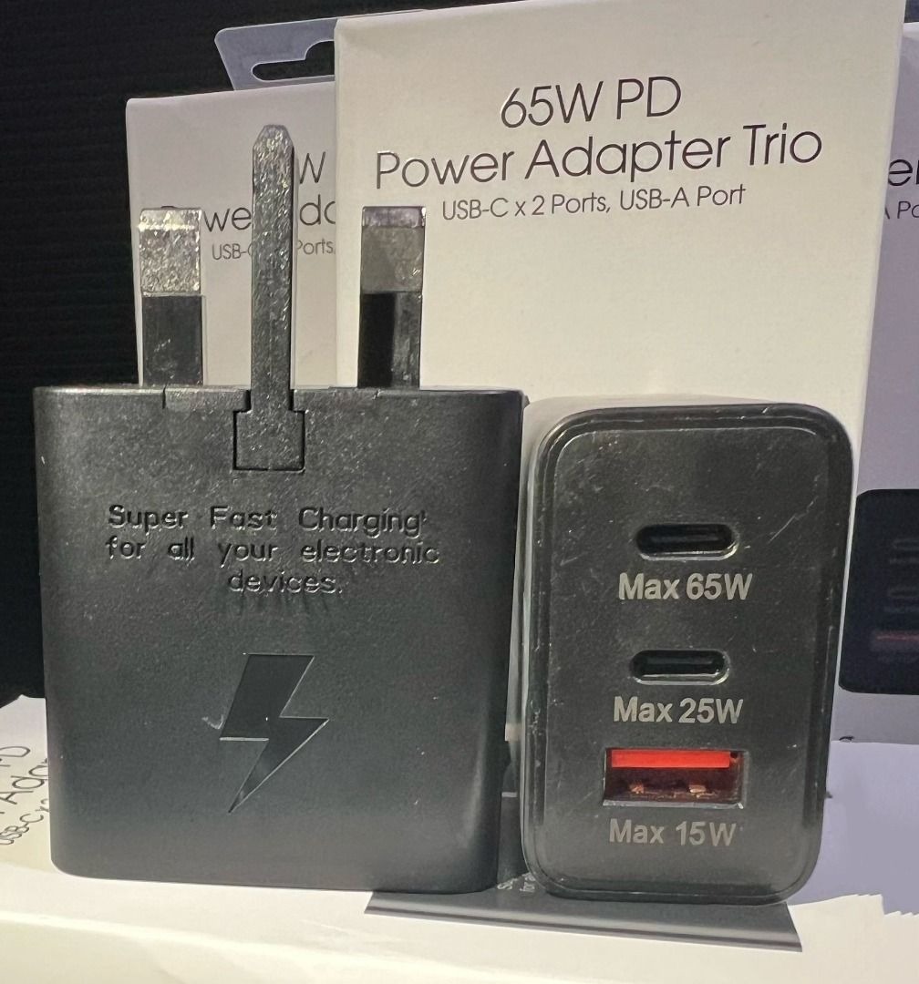65W PD Power Trio Adapter 2 PD Port USB-C, 1 USB-A Port Super Fast ...