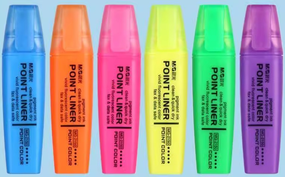 6 different colour highlighters, Hobbies & Toys, Stationery & Craft ...