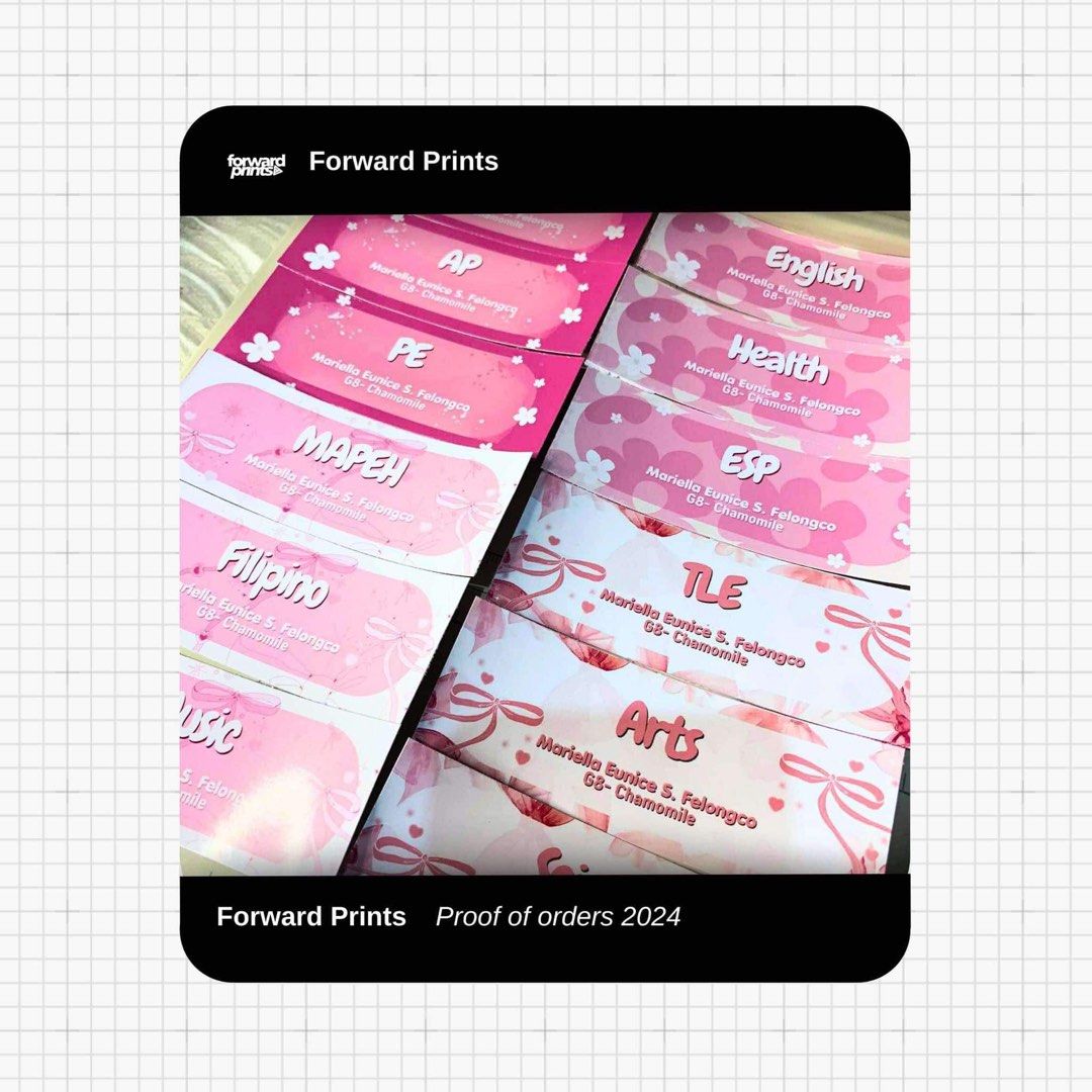 Subject Stickers • Subject Labels • Name tag • Bag tag • PVC • Subject ...