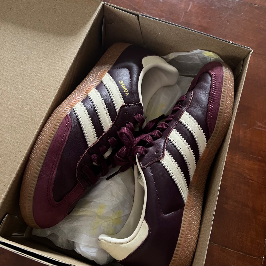 Adidas Maroon Samba OG, Women's Fashion, Footwear, Sneakers on Carousell
