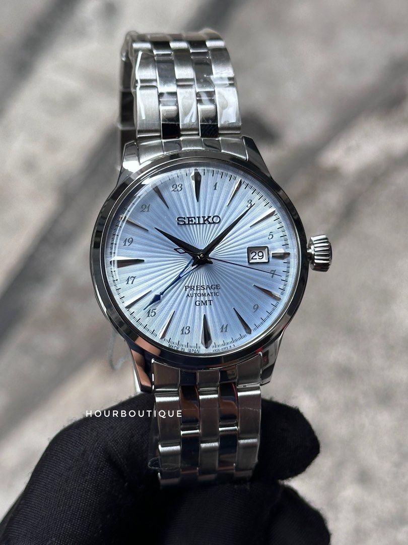 Brand New Seiko Presage Cocktail Time SkyBlue GMT Automatic Watch SSK037J1 SARY241, Men's ...