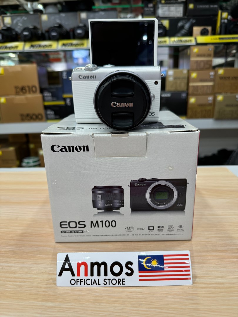 CANON EOS M100 WITH EFM 15-45MM F3.5-6.3 IS STM LENS KITS ONLY (99% ...