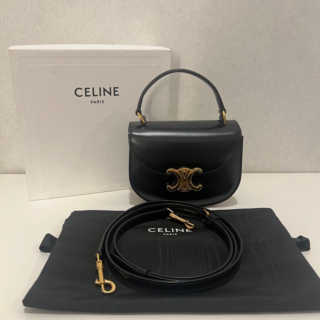 Celine Top Handle Mini Leather Bag, Barang Mewah, Tas & Dompet di Carousell