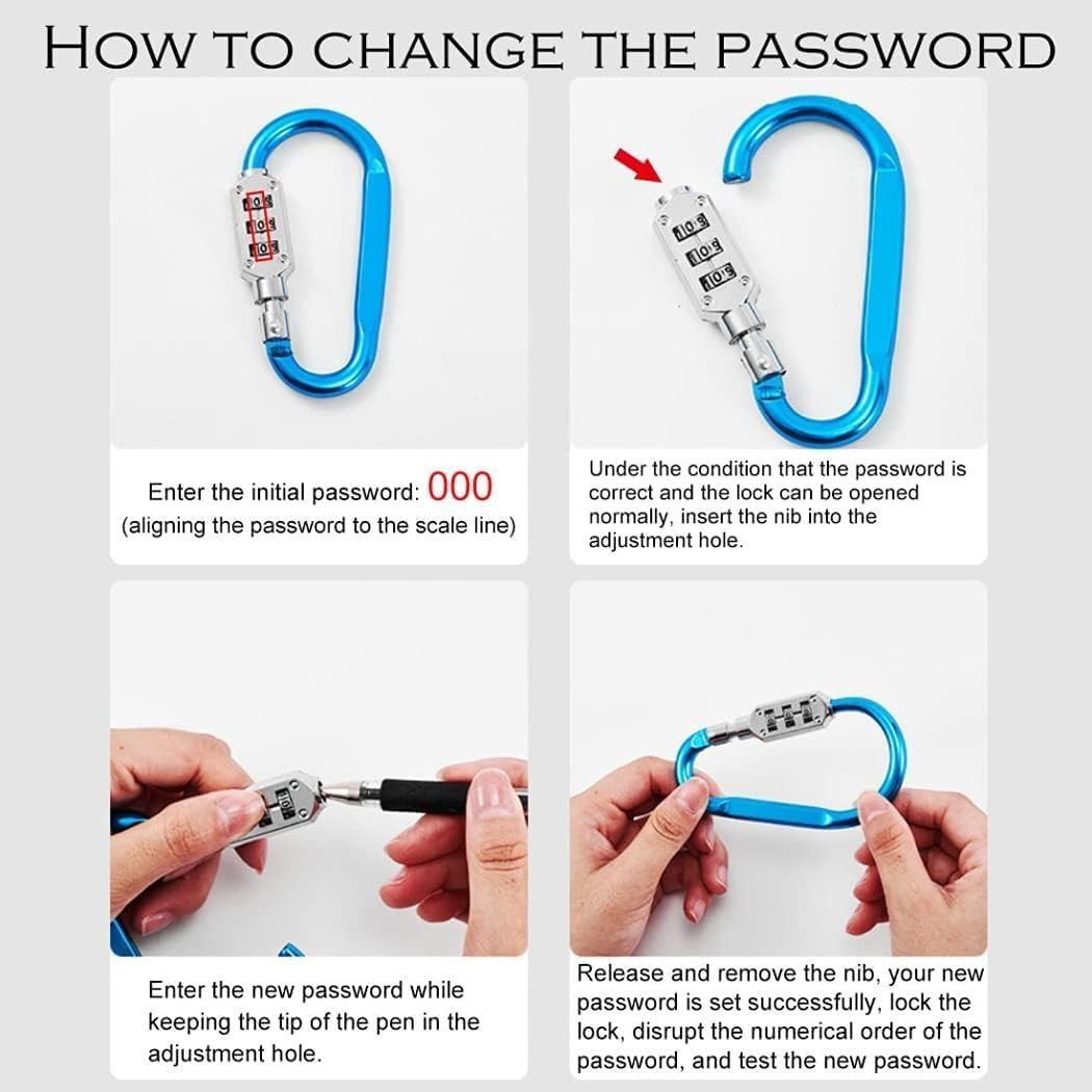 CJSJ 高品質 3 位數可重設鋁製密碼鎖登山扣 hbackp CJSJ High Quality 3 Digits Resettable ...