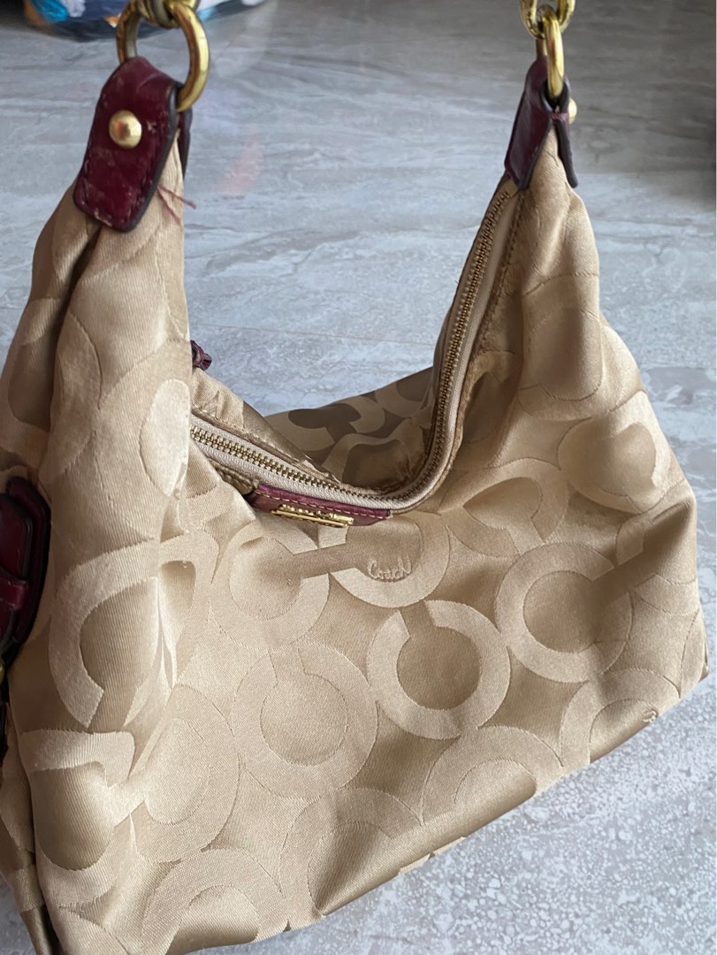 Coach Madison OP Art Sateen Hailey in Maroon Vintage 18653, Luxury ...