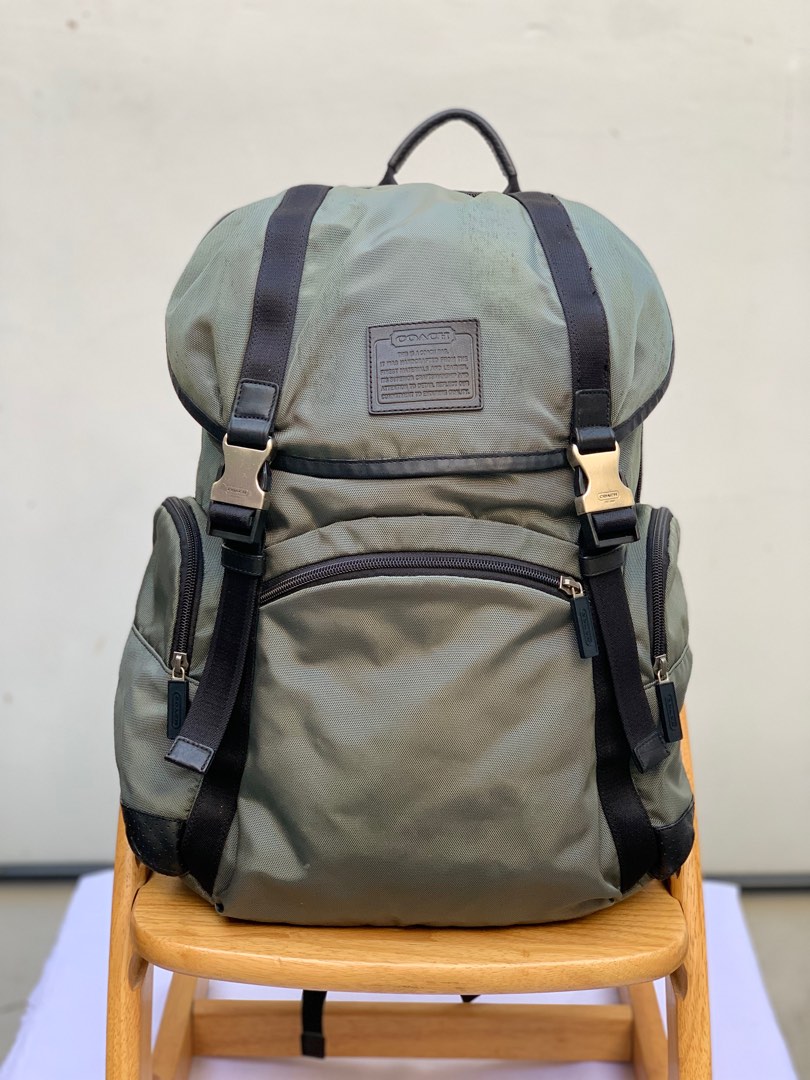 Coach Backpack Nylon mix Leather, Fesyen Pria, Tas & Dompet , Ransel di ...