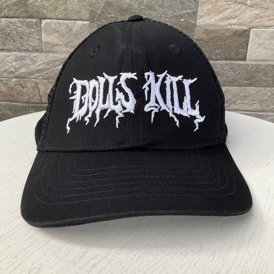 Dollskill Black Cap Mesh Black Snap Back dolls kill Trucker Hat White ...