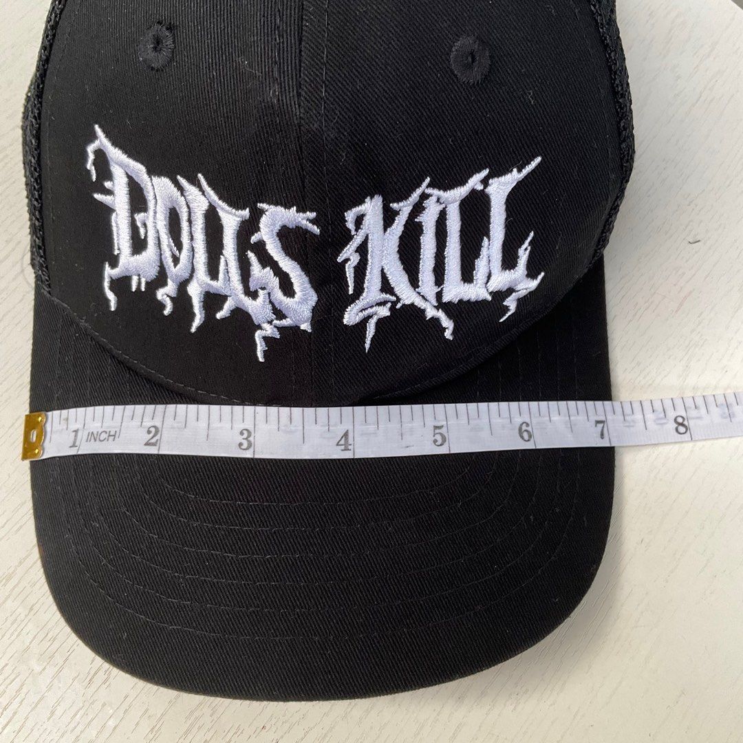 Dollskill Black Cap Mesh Black Snap Back dolls kill Trucker Hat White Embroidered Logo Unisex ...