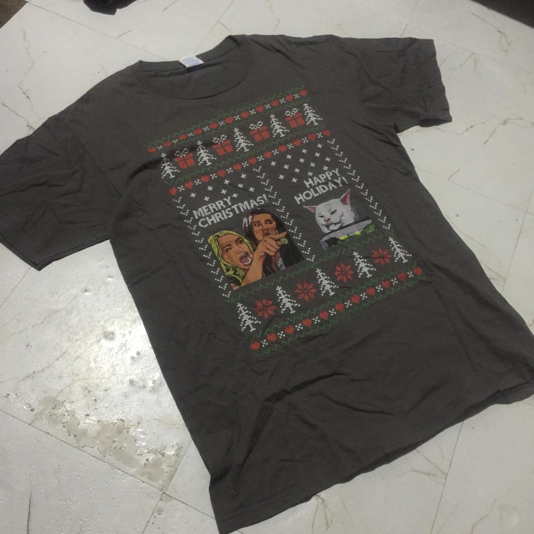 Famous meme screaming woman and cat, Men's Fashion, Tops & Sets ...