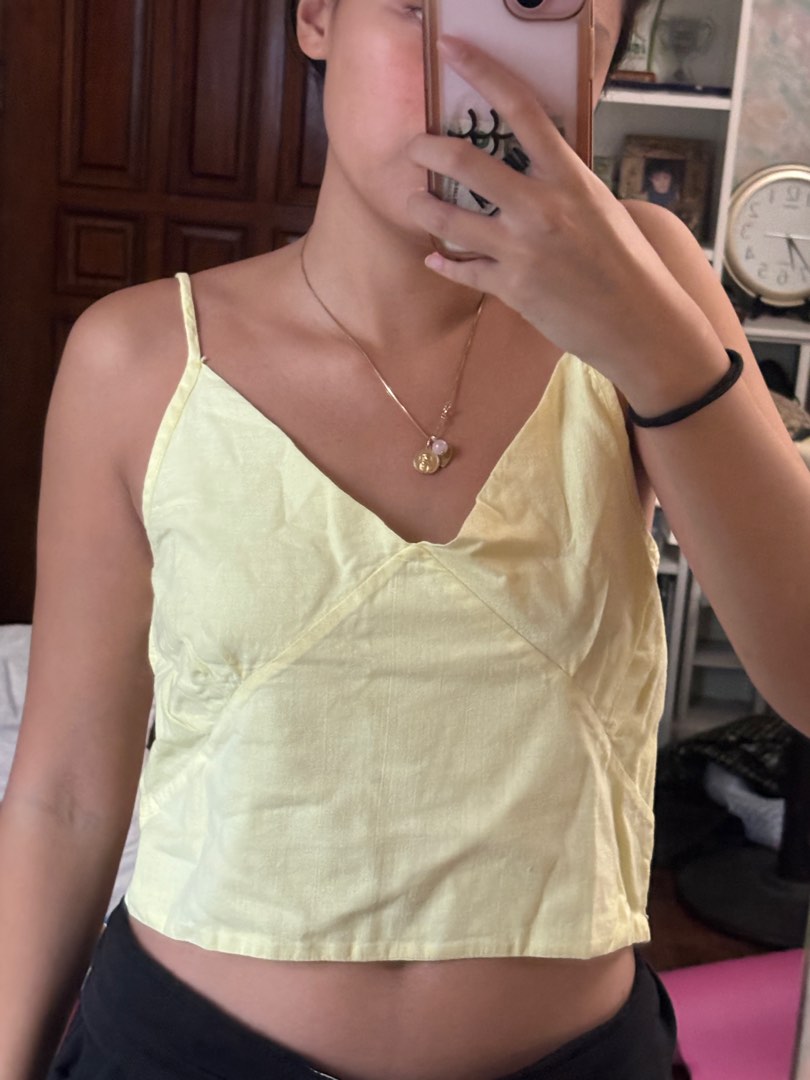 made by maia drop bust top in yellow linen, Women's Fashion, Tops ...