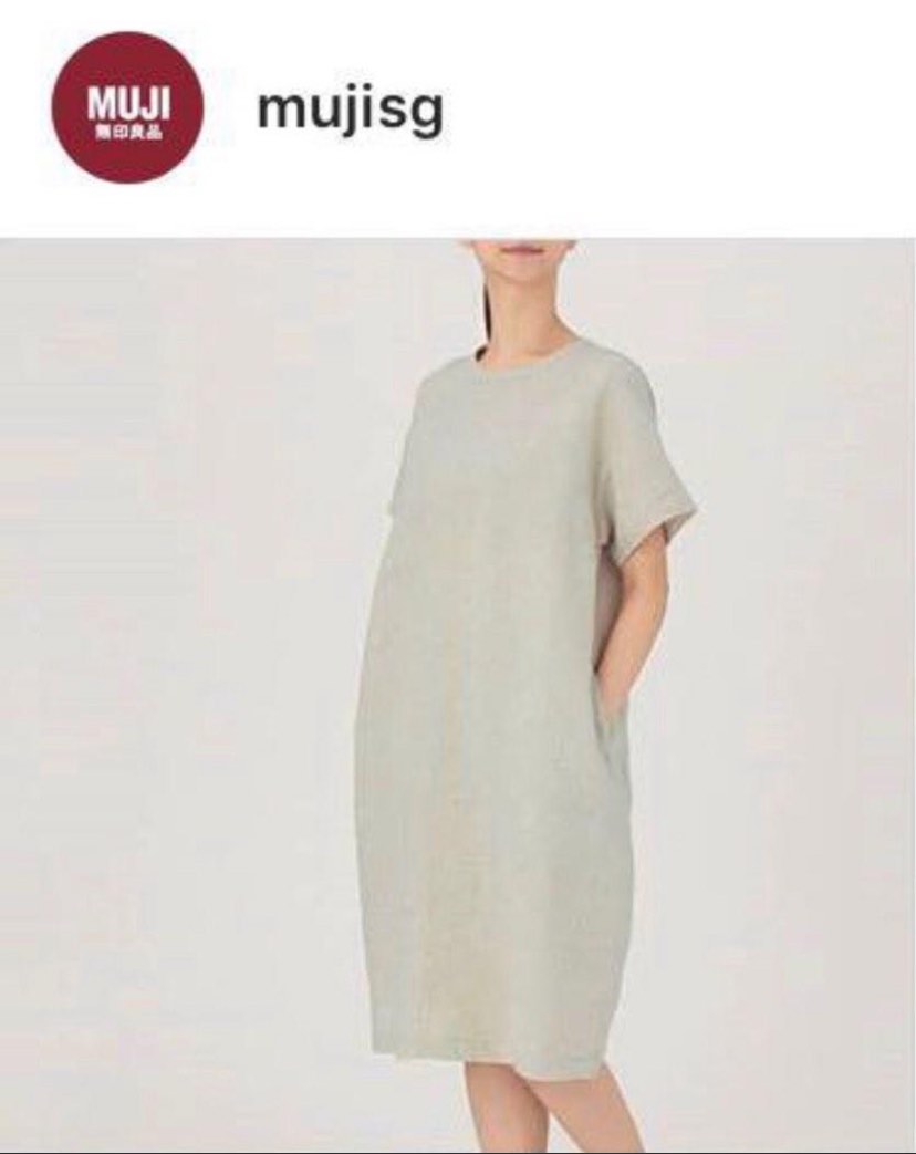 MUJI Linen dress Light Grey, Fesyen Wanita, Pakaian Wanita, Gaun & Rok ...