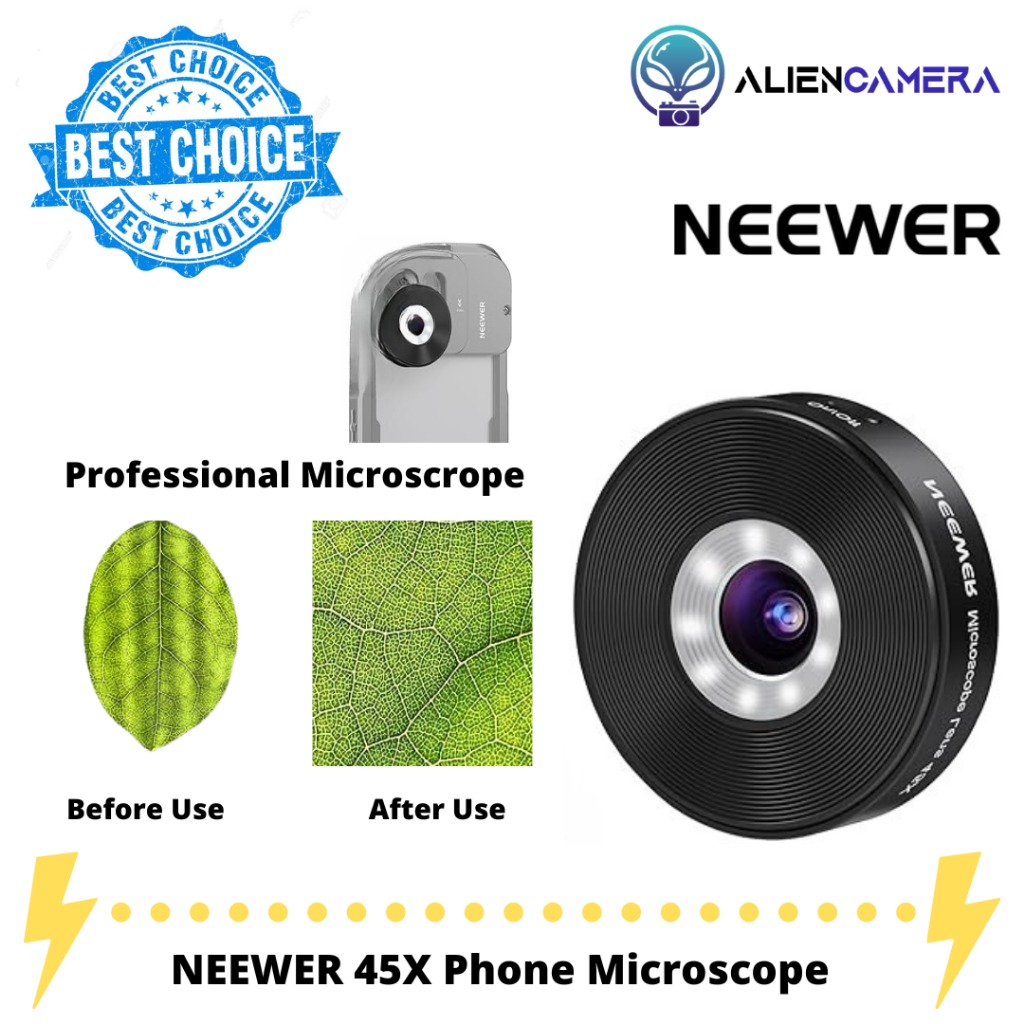 NEEWER 45X Phone Microscope for 17mm Thread Backplate, Mobile Phones ...