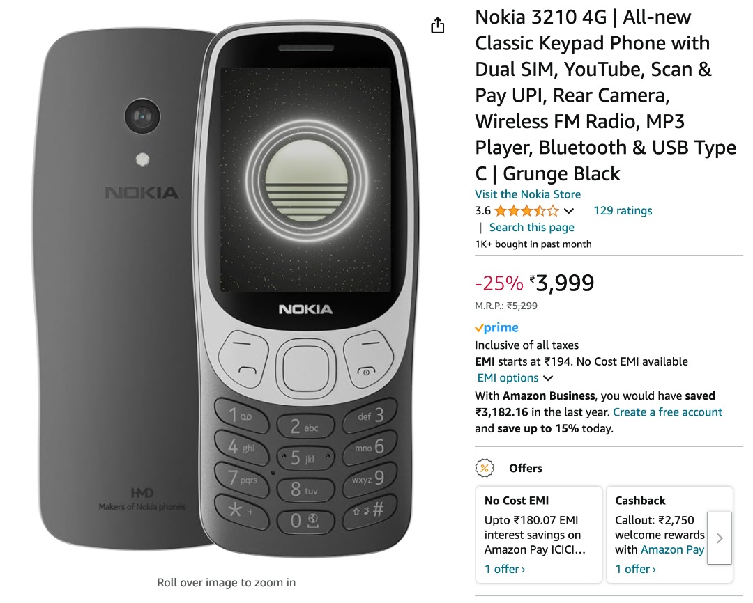 Nokia 3210 4G | All-new Classic Keypad Phone with Dual SIM, Mobile ...