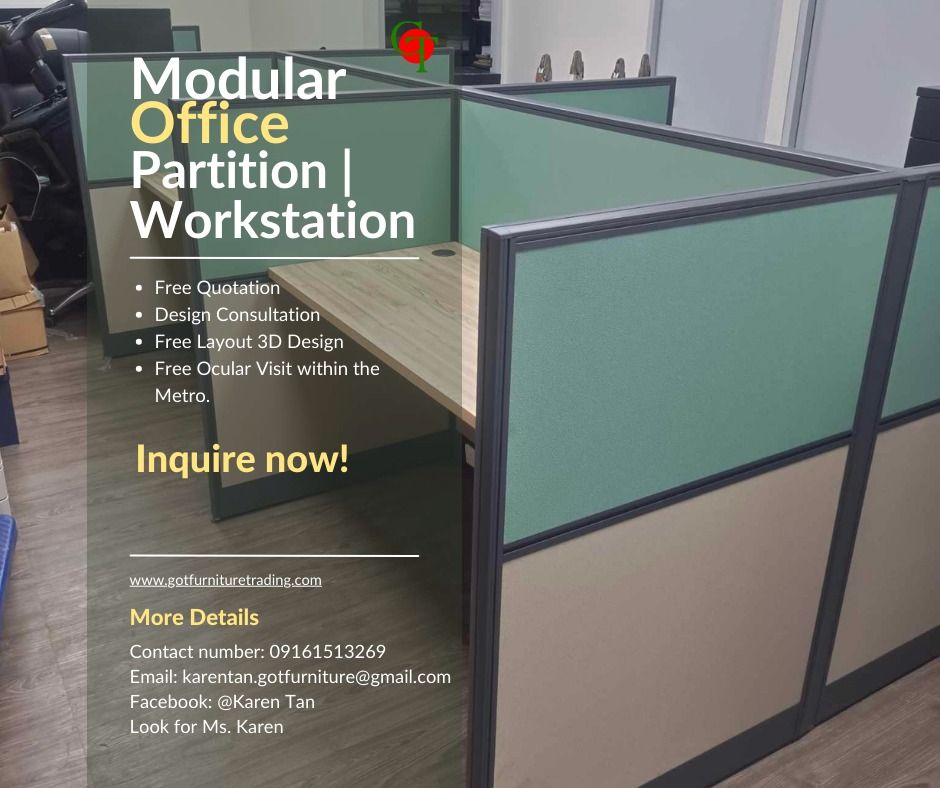 Office Cubicle with L-type Table | Modular Partition | Office Furniture ...