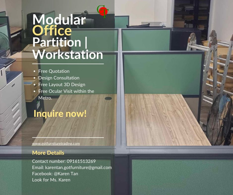 Office Cubicle with L-type Table | Modular Partition | Office Furniture ...