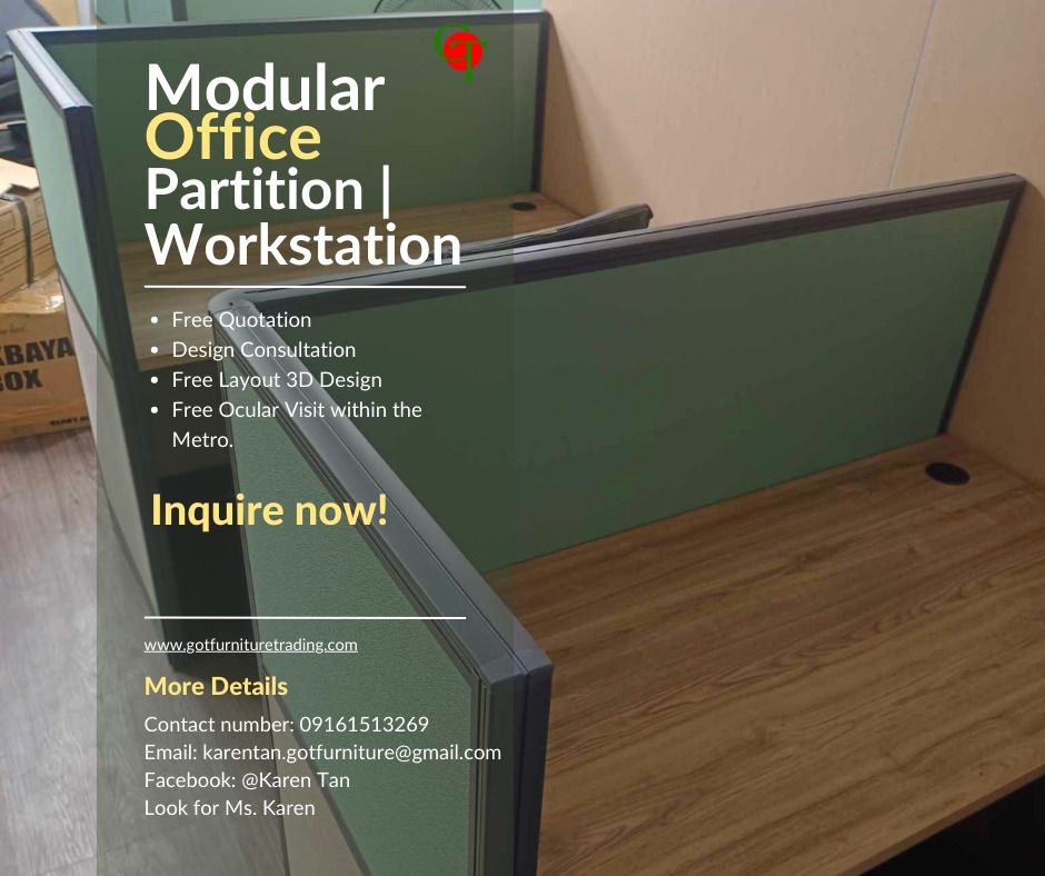 Office Cubicle with L-type Table | Modular Partition | Office Furniture ...