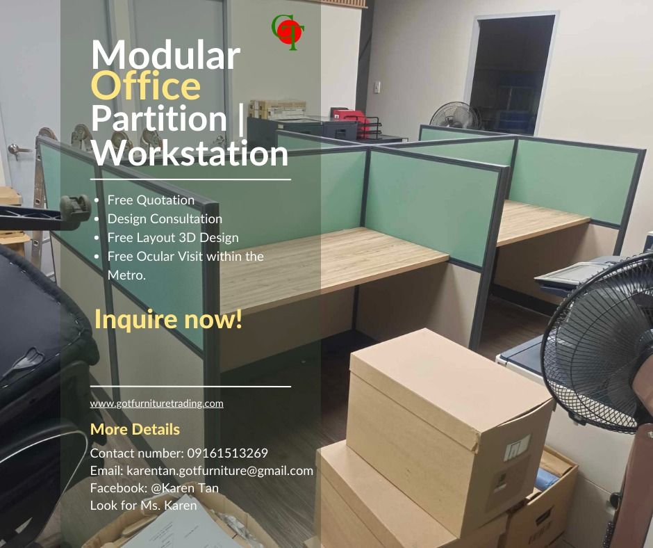 Office Cubicle with L-type Table | Modular Partition | Office Furniture ...