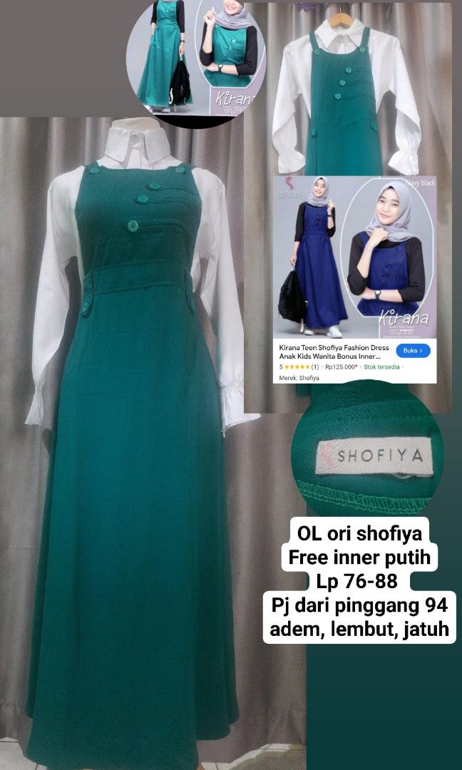 Ol shofiya ori + inner putih untuk anak tanggung/ mama muda, Fesyen Wanita, Pakaian Wanita, Gaun ...