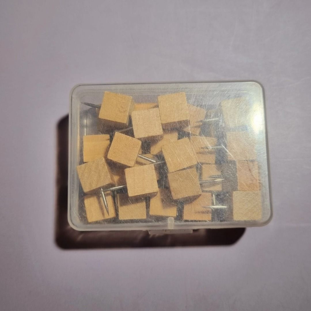 Wooden cube minimalist push pins thumbtacks for cork board, memo board ...