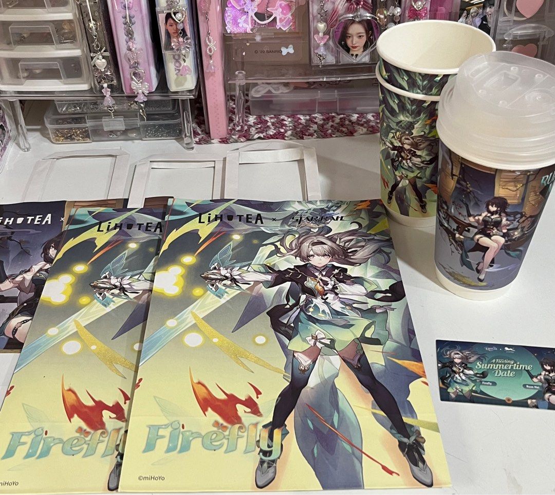 WTS HSR HONKAI STAR RAIL LIHO COLLAB (cups, paper bags, redeem code ...