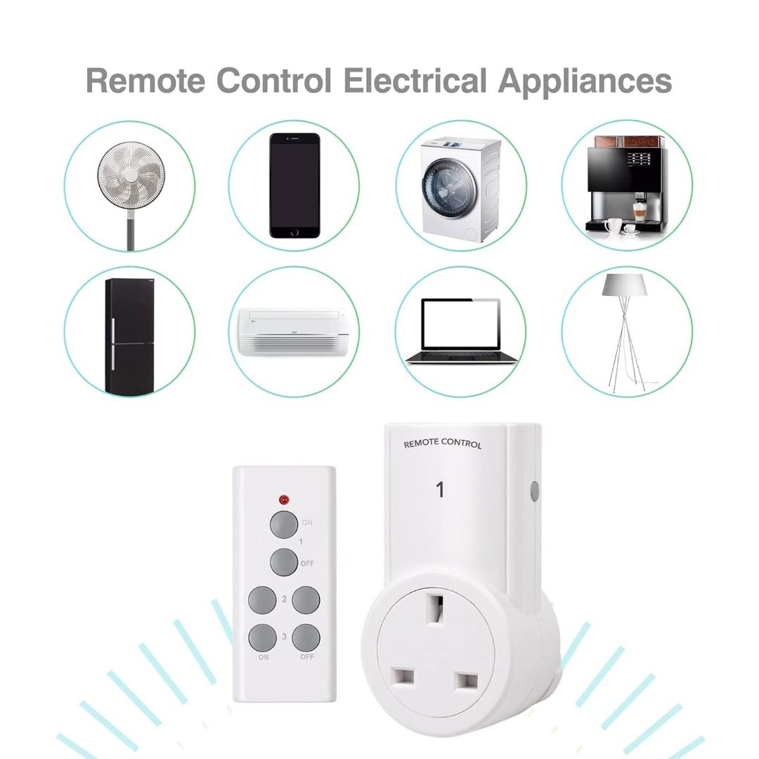 無線遙控插頭插座13A開關30M工作範圍家用電器 ofyckp Wireless Remote Control Plug Socket 13A Switch 30M Operating ...