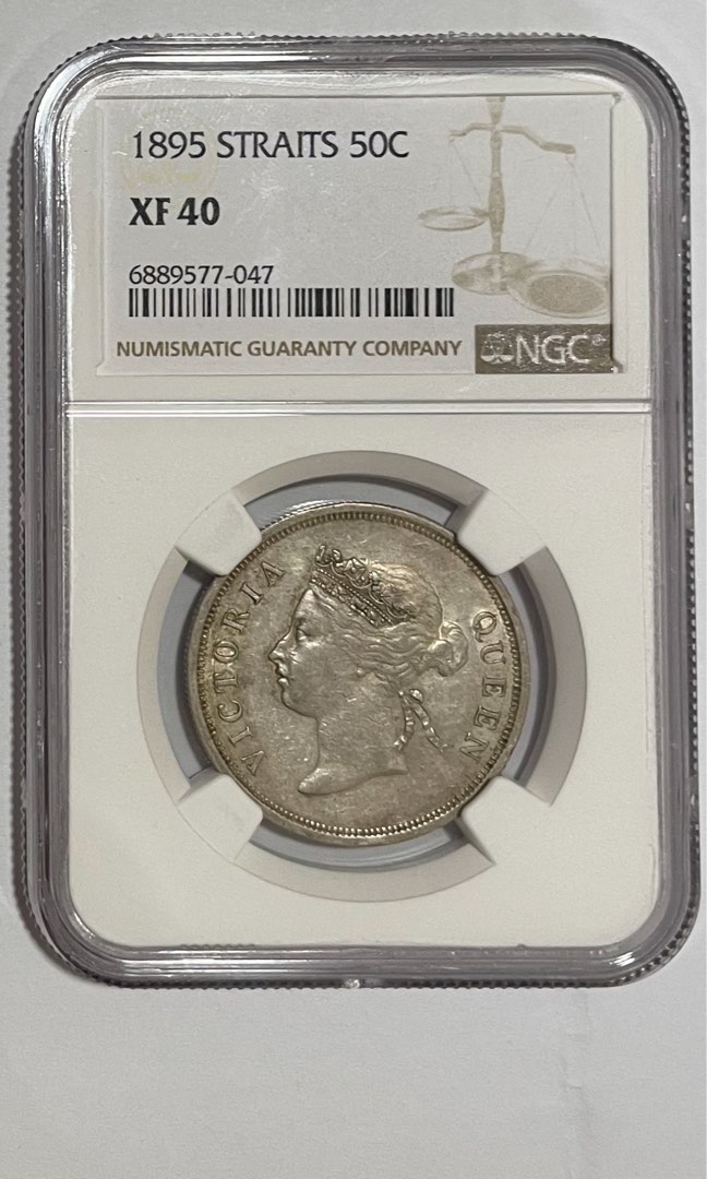 1895. Straits Settlements. 50 cents.silver coins. NGC XF 40, Hobbies & Toys, Memorabilia ...