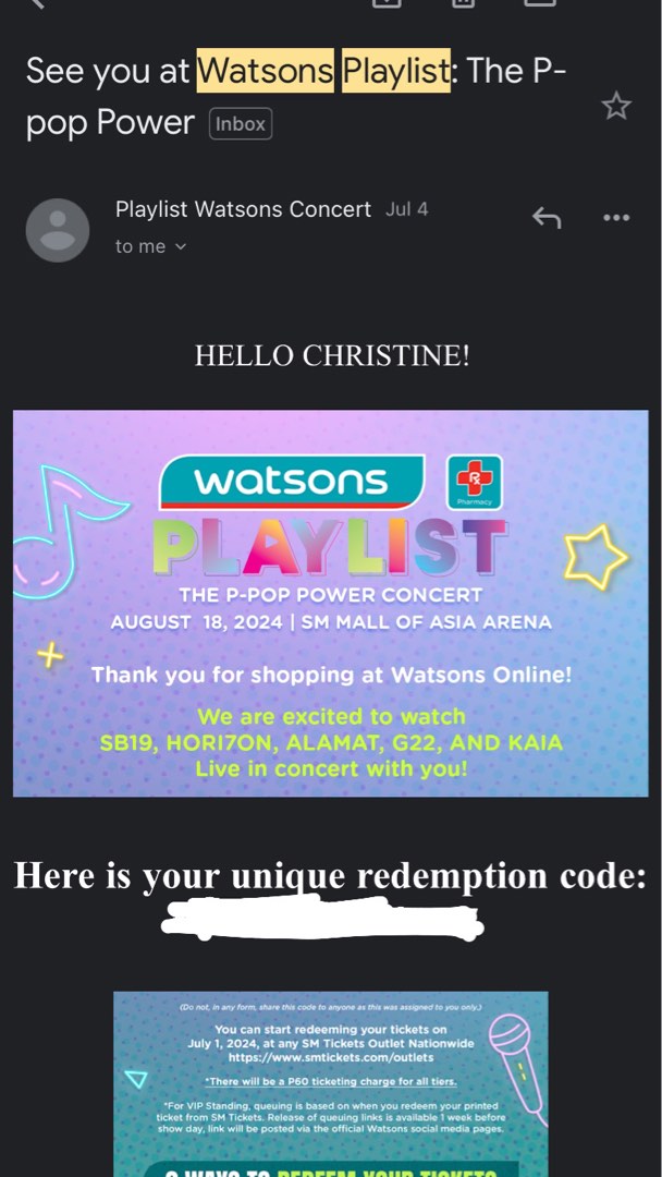 [1 VIP and 1 Lower Box] WATSONS PLAYLIST: The P-Pop Power Concert ...