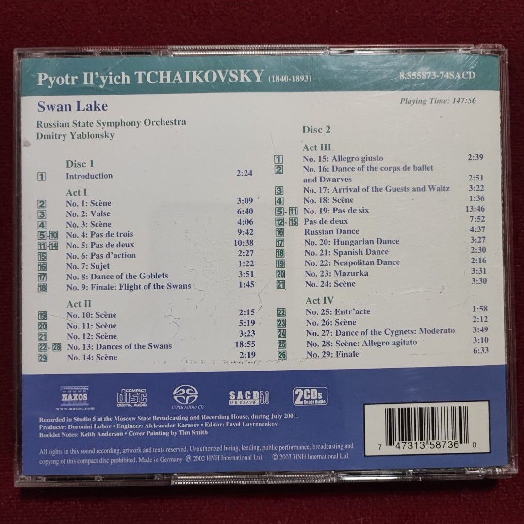 發燒天碟 德國版 柴可夫斯基 天鵝湖 Tchaikovsky, Russian State Symphony Orchestra, Dmitry Yablonsky – Swan Lake ...