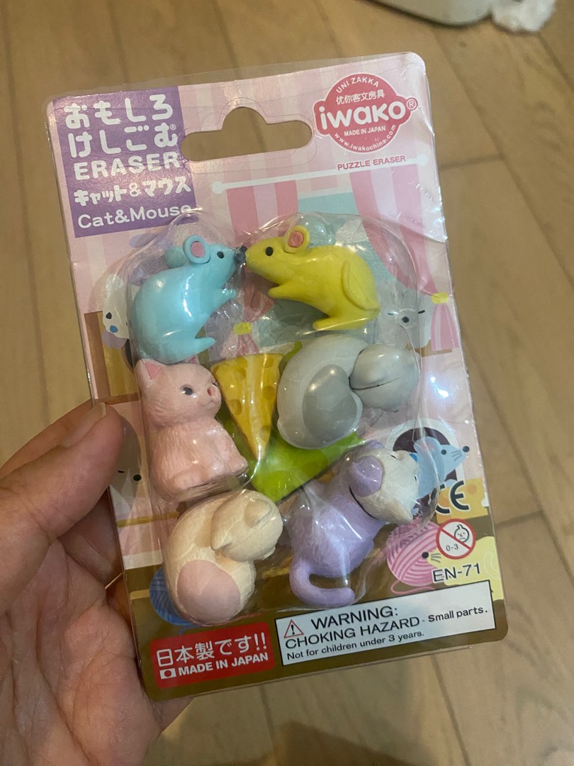 包平郵 iwako japanese erasers cat & mouse - 貓咪 鼠 系列, 興趣及遊戲, 手作＆自家設計, 文具 - Carousell
