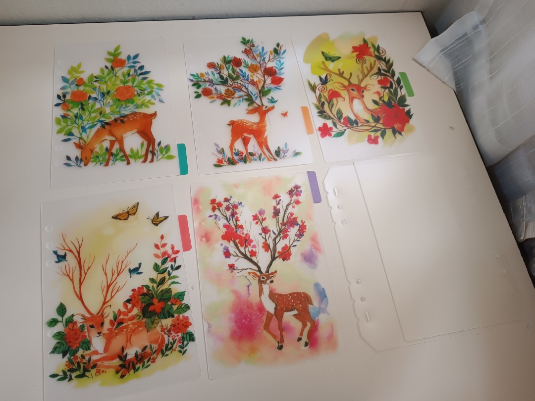 Set of 5 A5 Forest Deer Index Divider Tabs + 2 PVC Plain (Size 15cm x ...