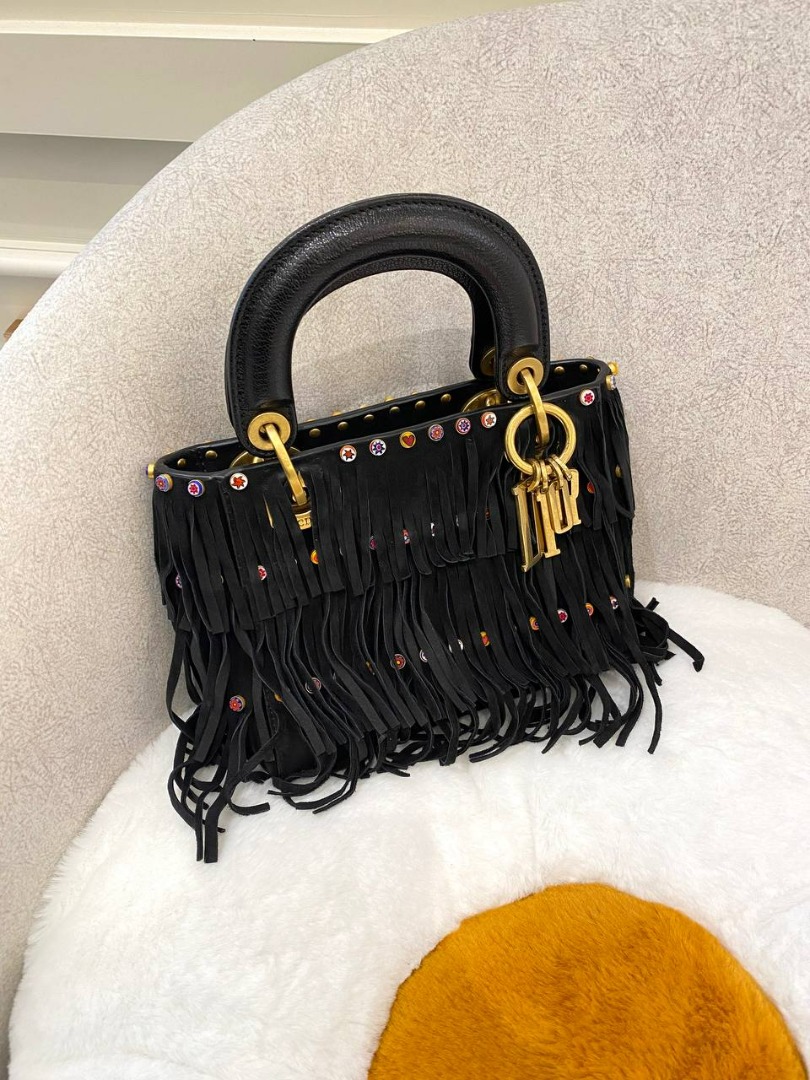 CHRISTIAN DIOR MINI LADY DIOR LIMITED AND SPECIAL EDITION BLACK LEATHER ...