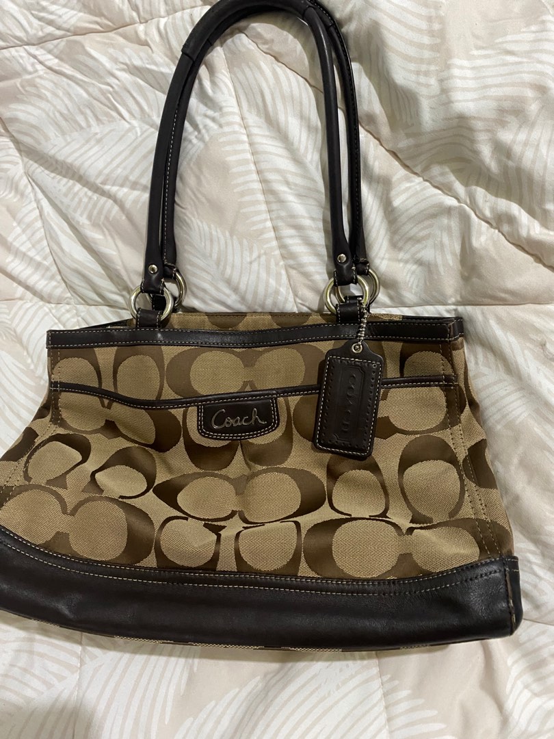Coach Handbag Canvas BRW Monogram, Women's Fashion, Bags & Wallets, Shoulder Bags on Carousell