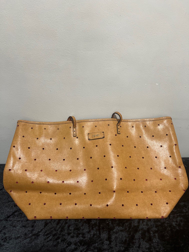 Fendi Tan Perforated Leather Large Roll Tote, Luxury, Bags & Wallets on ...