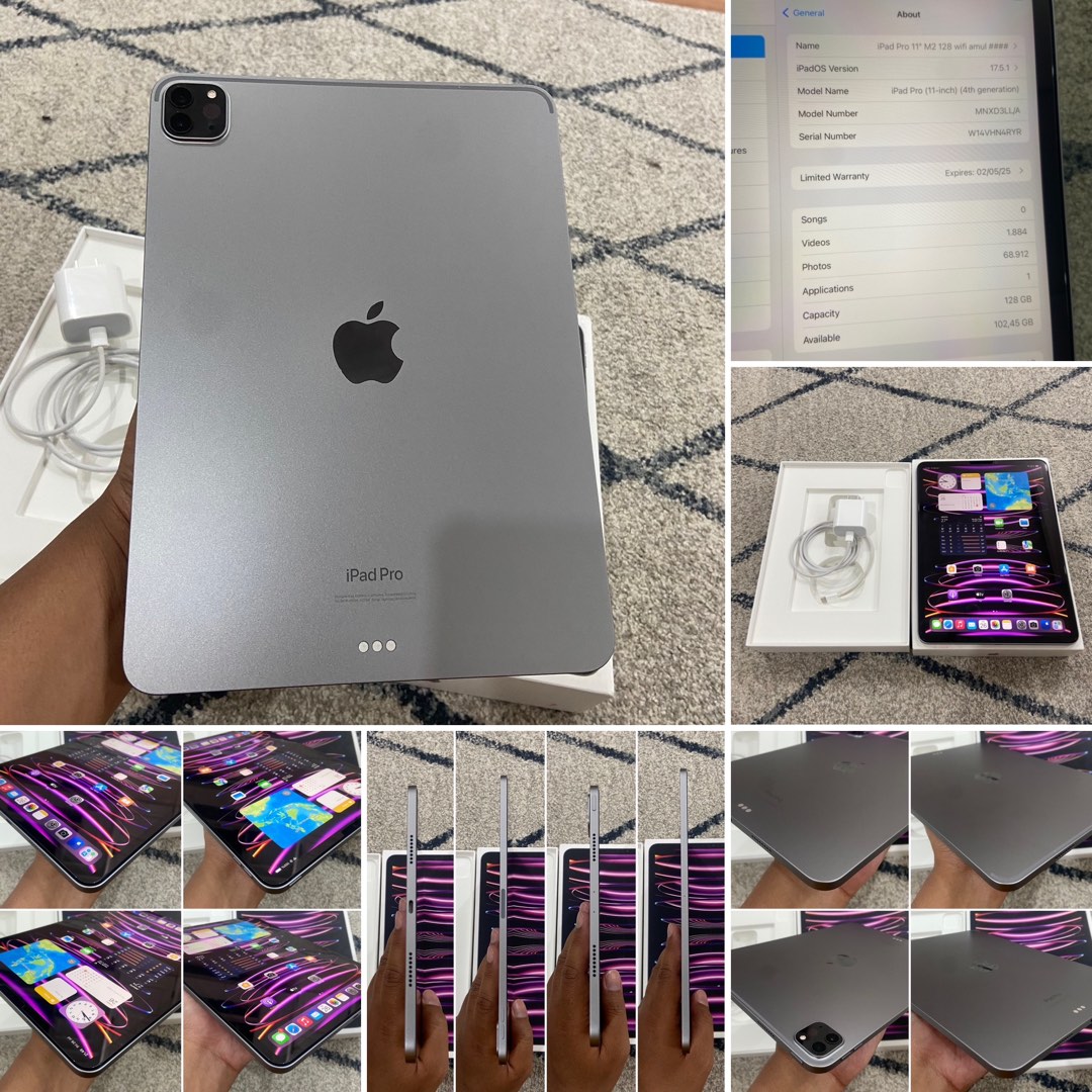 ipad pro m2 grey 128gb wifi garansi ON mei 2025 ex inter 11 inch, Telepon Seluler & Tablet ...