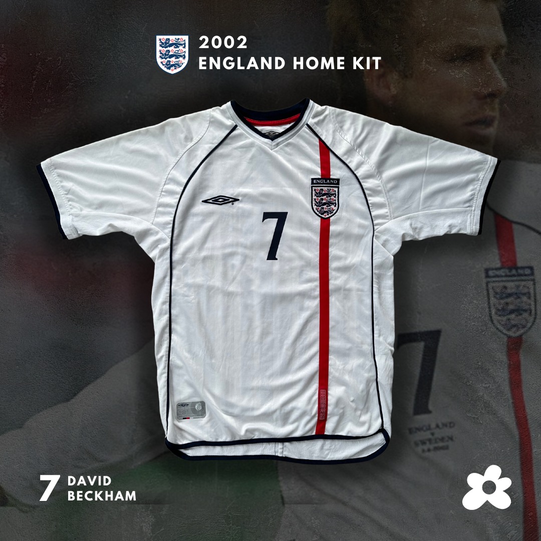 Jersey Original England Home Kit 2002 #7 David Beckham (Greece Free ...