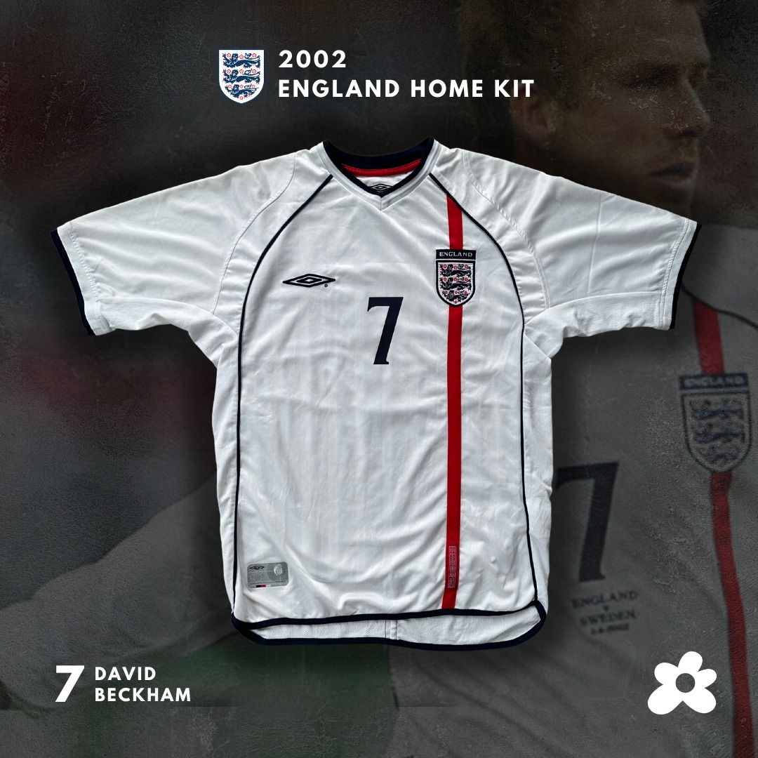 Jersey Original England Home Kit 2002 #7 David Beckham (Greece Free ...