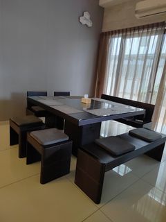 Lorenzo Brown Wooden 8-seater Dining Table With 8-chairs, Furniture ...