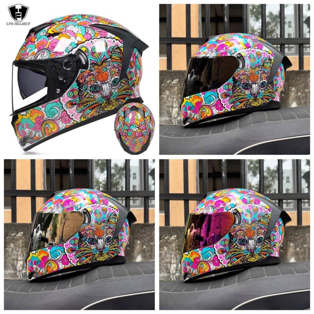 LVS Motorbike dual visor helmet with DOT certificate, 他的時尚, 手錶及配件, 帽子在旋轉拍賣