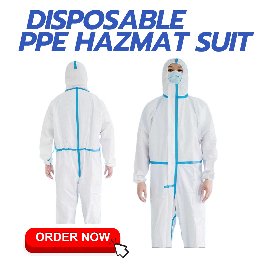 PPE HAZMAT SUIT WITH BLUE LINING, Health & Nutrition, Medical Supplies ...