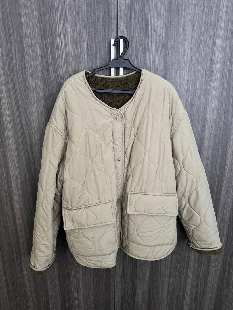 Pull & Bear Reversible Wool Jacket Green, Women's Fashion, Coats ...