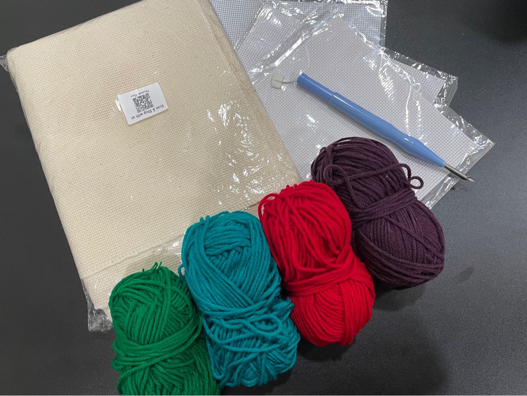 Punch needle Yarn Monk cloth Cross stitch fabric, Hobbies & Toys ...