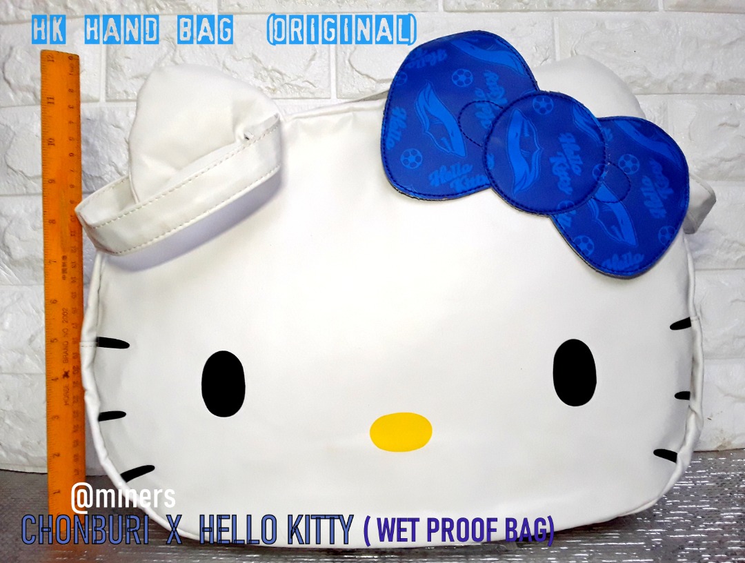 Rare Hello Kitty Face Bag Blue bow collab choburi x hello kitty white ...