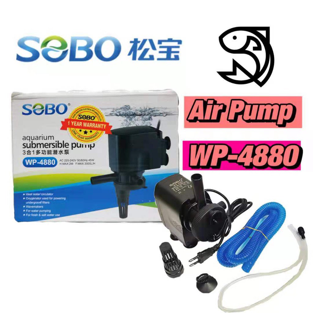 SOBO WP-4880 45W Aquarium Submersible 3in1 Multifunction Power Head Top ...