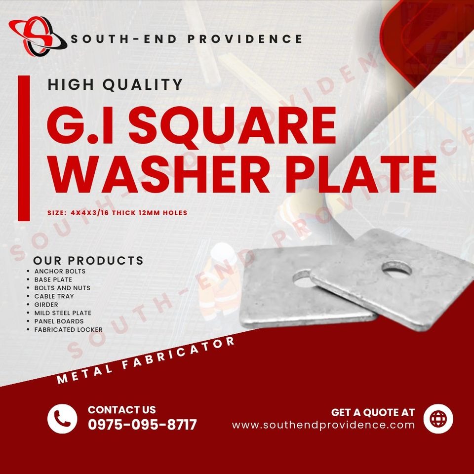 Square washer plate 4x4x3/16 thick 12mm holes | GI Washer Plate | Base ...