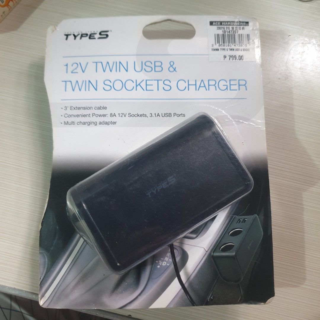 TypeS Twin socket charger, Car Parts & Accessories, Other Automotive ...