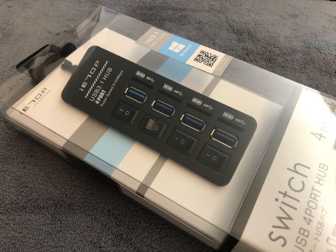 USB 4 Port Hub (USB 3.1 HiGH Speed Max 5Gbps ) with Individual Power ...