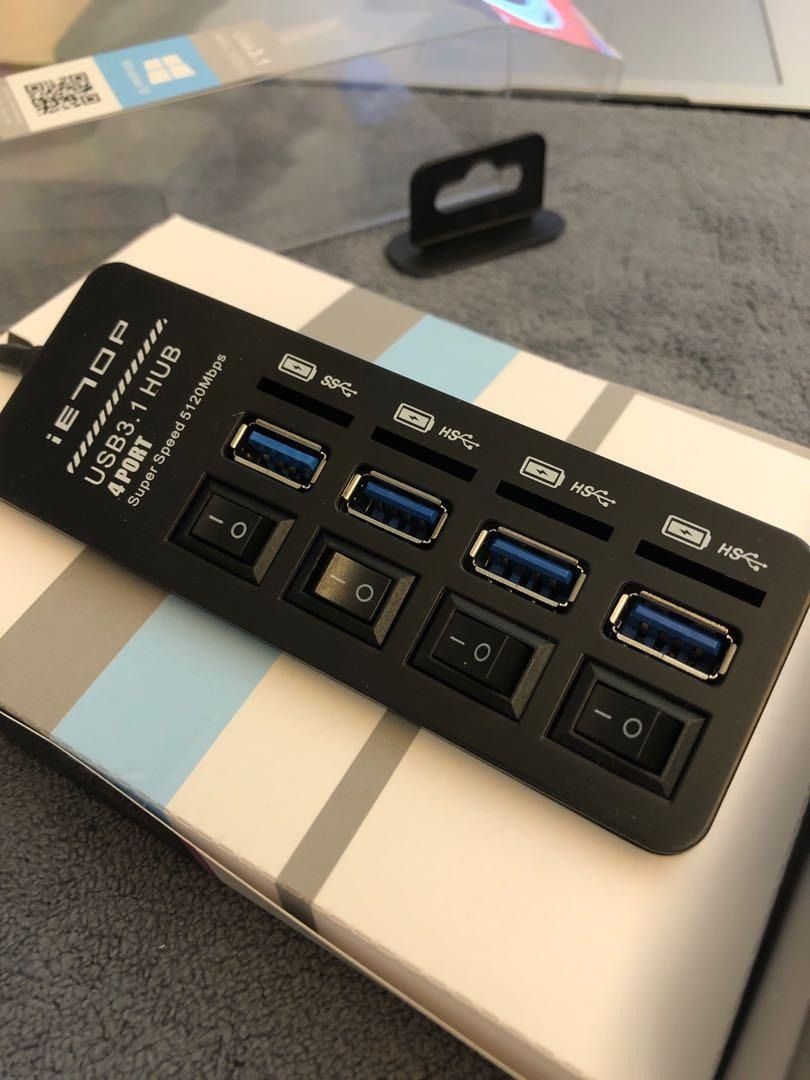 USB 4 Port Hub (USB 3.1 HiGH Speed Max 5Gbps ) with Individual Power ...