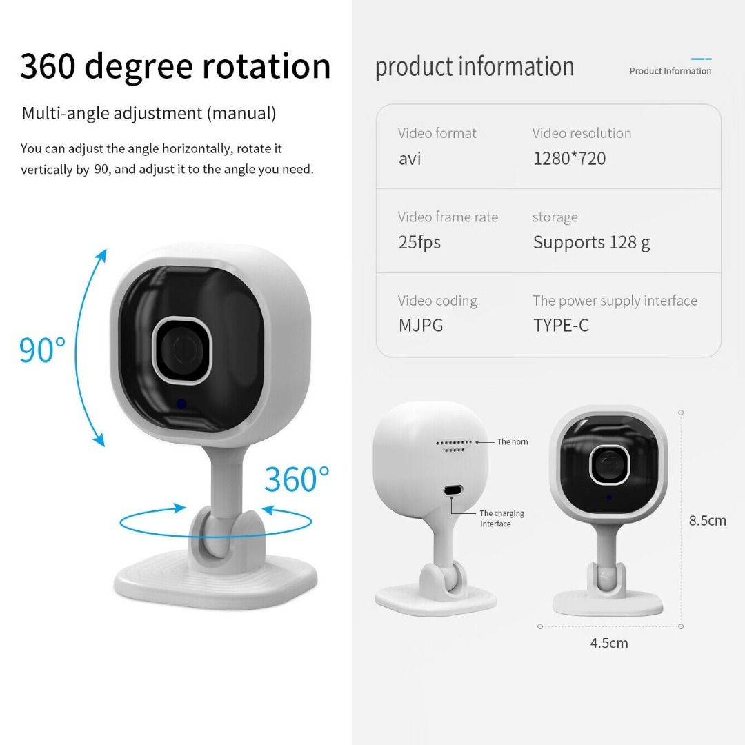 USB A3 迷你智慧相機 WiFi 遠端無線 1080p Wifi 安全保護相機 bynckp USB A3 Mini Smart ...