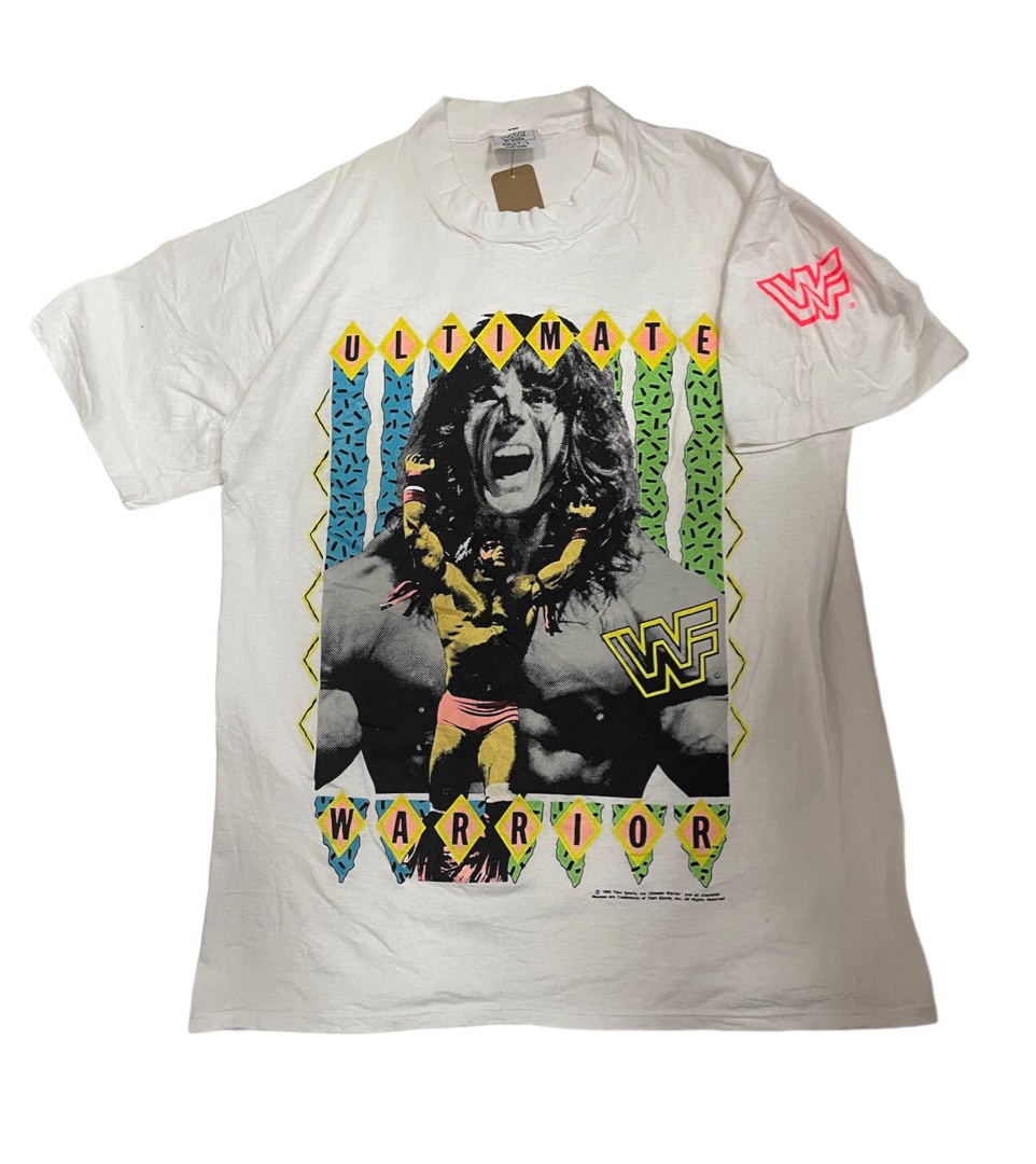 Vintage Ultimate Warrior WWF 90s tee, Men's Fashion, Tops & Sets ...